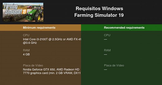 Farming Simulator 19 Requisitos Mínimos e Recomendados 2026 - Teste seu PC 🎮