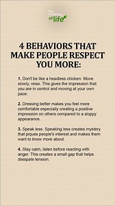 949K views · 3.3K reactions | 4 Behavior That Make People Respect You More | The meaning of life | Facebook