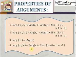 Properties of Arguments - Complex numbers