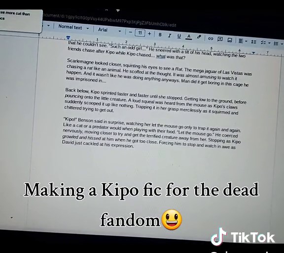 I know this isn't my usual stuff, but I wanted to let people know there's still people in the fandom surviving. fic name- Five Times Kipo was more cat than human one time it worked in everyone's favor #Kipo #deadfandoms #fyp #booktok #fanfic
