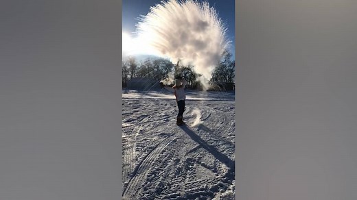 Canadians experiment tossing hot water into cold air creating instant vapour