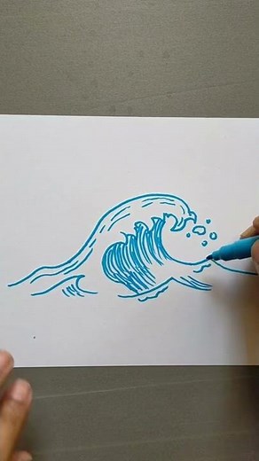Easy Ocean Wave drawing./ How to draw Wave easy./ #Shorts