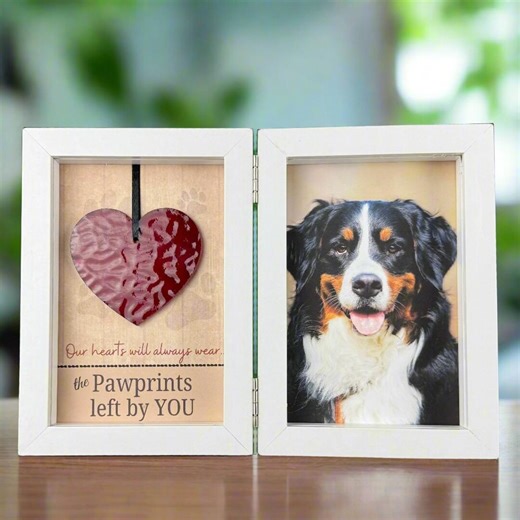 Pet Memorial Photo Frame, Stained Glass Heart Ornament, Sympathy Gift - Etsy