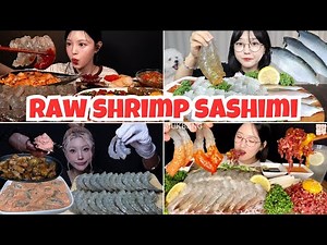 Satisfying RAW SHRIMP SASHIMI🦐 | ASMR Mukbang Best Compilation #1 | Snacky Lion🦁