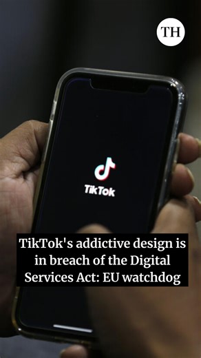 The Hindu on Instagram: "TikTok was charged on February 6, 2026, with breaching EU online content rules over what the bloc's regulator said were its addictive features and was told to change the design of its app or risk a fine of as much as 6% of owner ByteDance's global turnover. The EU watchdog's charges focus on TikTok's addictive design which includes features such as infinite scroll, autoplay, push notifications, and its highly personalized recommender system. #tiktok #onlinecontent #eu"