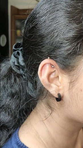 vertical helix piercing | ear cartilage needle piercing |