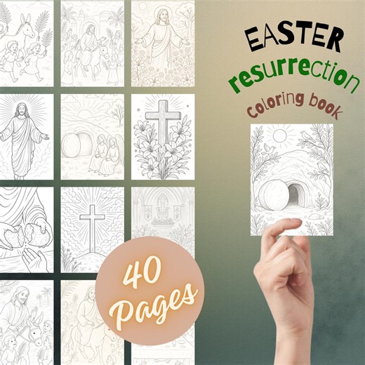 Easter Resurrection Coloring Book for Kids | Christian Easter Coloring Pages | Empty Tomb, Jesus Resurrection | Printable PDF - Etsy