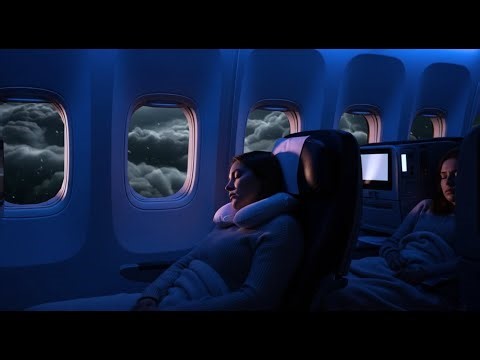 First Class Airplane Ambience with Snowstorm Outside | Jet Engine White Noise for Deep Sleep Tonight