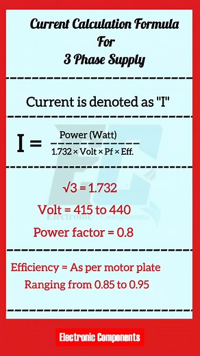 3 phase system current calculation formula | 𝐄𝐥𝐞𝐜𝐭𝐫𝐨𝐧𝐢𝐜 𝐂𝐨𝐦𝐩𝐨𝐧𝐞𝐧𝐭𝐬