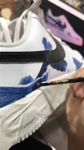 Painting The Great Wave on AF1s 🌊 (Wait for the Flash Reveal! 📸) #Shorts