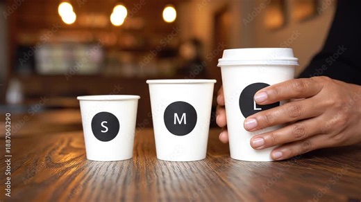 Coffee Cup Sizes on Display: Small, Medium, Large, and Extra Large for Your Choice