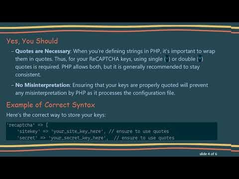 Best Practices for Storing Google ReCAPTCHA Keys in Laravel: Should You Use Inverted Commas?