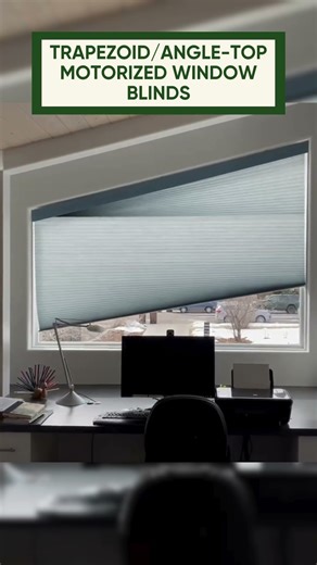 Home Office Upgrade: Blue Angled Window Coverings for Sloped Windows