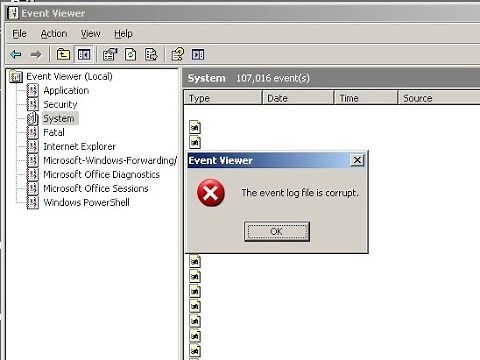The Event Log File Is Corrupt - Windows Server 2003 Event Viewer
