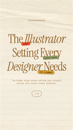 Why your text in illustrator never looks centred (and how to fix it) You've done this a hundred times. Put text inside a circle. Select both. Click Align Centre. And yet... there's more space at the top than the bottom. It looks off. So you manually nudge it down a pixel or two until it *feels* right. I did this for YEARS before I learnt the actual fix. Here's what's happening: Illustrator's normal alignment centres the text *box*, not the actual letters. Your letters have ascenders and descende