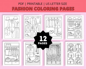 Fashion Closet Coloring Pages 2026 | Wardrobe Coloring Sheets for Adults - Etsy