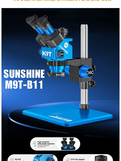 SUNSHINE M9T-B11 Trinocular Stereo Microscope Overview