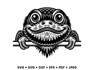 Bearded Dragon Peeking Svg Png Dxf Eps Vector Graphic Cut File, Silhouette Clip Art, Instant Digital Download, Commercial Use - Etsy