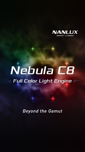 ✨ Nebula C8 Light Engine | Beyond the Gamut ✨ Introducing the first color light engine in the Nebula series — the Nebula C8. 🎆 As the industry’s first eight-color engine (Deep Red, Red, Amber, Lime, Green, Cyan, Blue, and Indigo), it achieves full coverage of the entire visible spectrum.🎨 💡New Breakthrough 1️⃣Ultra-wide CCT range: 1,000K–20,000K (G/M ±200) 2️⃣Enhanced skin tone reproduction with the extended deep-red spectrum (645 nm Red 665 nm Deep-Red) 3️⃣Incredible broad color gamut for su