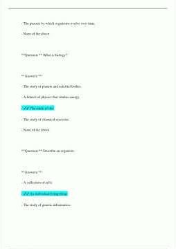 Biology OST Questions and Answers Already Passed3446