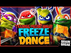 🐢🎶 Ninja Turtles Freeze Dance! 🕺🐢 TMNT Yoga Poses ! Just Dance Brain Break | Go Noodle inspired