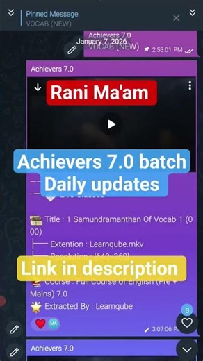 RANI MAM ACHIEVERS 7.0 BATCH TELEGRAM LINK #ranimamenglish #achievers7batch #achievers7.0