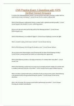 CNA Practice Exam 1 Questions with 100 Verified Correct Answers1678