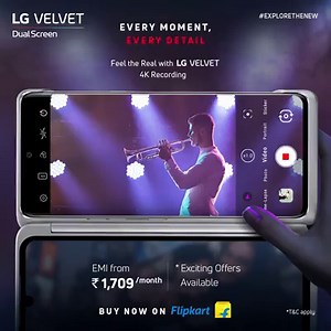 Capture true quality videos with #4kVideoRecording feature of the #Dualscreen #LGVelvet. Experience the magic of creating videos like a pro. #ExploreTheNew smartphone innovation by #LGMobile. Buy Now #Flipkart https://bit.ly/3evotcp with exciting cashback offers, T&C Apply. #Multitasking | LG Global