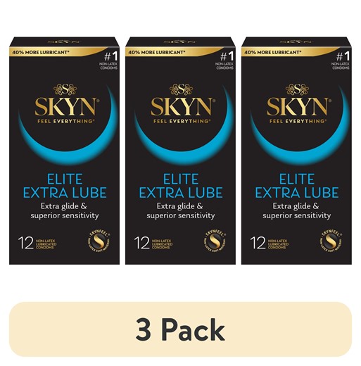 (3 pack) SKYN Elite Non-Latex Extra Lubricated Condoms, 12 Count