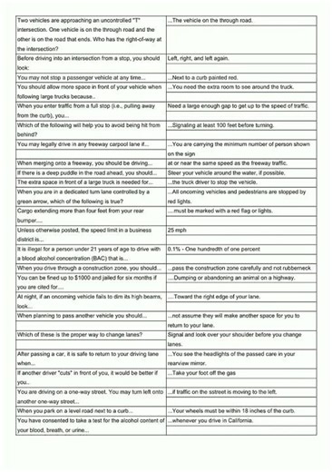 California Driver Handbook Questions Flashcards video