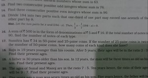 13. Find two consecutive positive odd integers whose sum is 76 ... | Filo