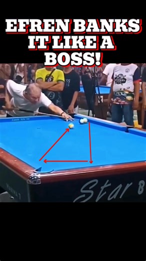 The opponent thought the 9-Ball was safe. Efren Reyes said: "Watch it hit three cushions first." 🤯 Is this the greatest bank shot ever executed on a match-winning ball? Argue below! 👇 #EfrenReyes #3RailBank #9BallWin #PoolGenius | Billiard chanel amazing