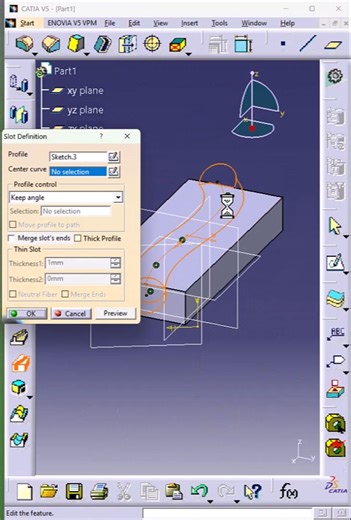 Slot in CATIA V5 Using SWEEP CUT ⚙️ | Pro CAD Trick #shorts