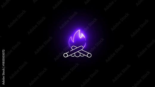 Set of neon glowing fire icons. Flame design of different shapes. Bonfire images