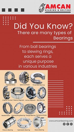 Precision. Performance. Reliability. No matter the application — we’ve got the right bearing for the job. Explore our range of ball, roller, and thrust bearings today. 🛠️ #Bearings #IndustrialSolutions #EngineeringExcellence Trust AMCAN. Call us or visit www.amcanbearing.com | Amcanbearingofficial