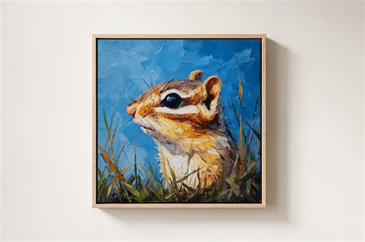 Chipmunk Canvas Oil Painting Impasto Woodland Animal Portrait Wall Art Gift - Etsy