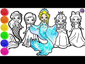 How to draw princess for kids - Drawing and Coloring Disney Princesses for kids! Makeup tools