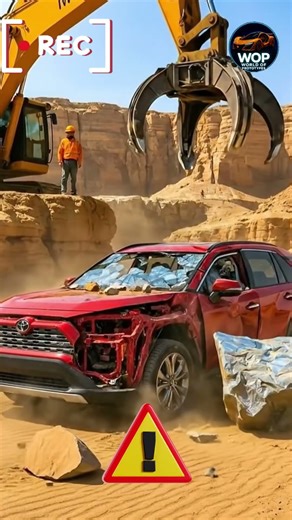 EXCAVATOR CRUSHES TOYOTA RAV 4 #crashtest #jeep #usa