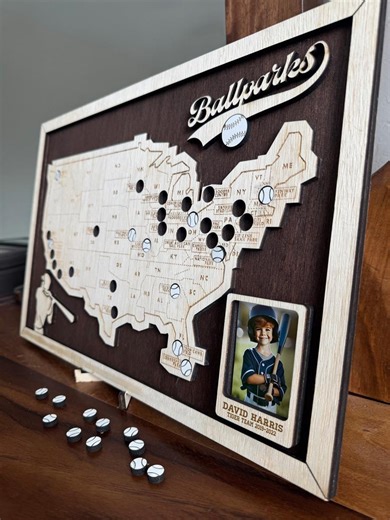 Baseball Stadium Map Tracker | Personalized Wood MLB Ballpark Gift | Custom Jersey & Photo Frame | Baseball Gift for Boys Dad Coach - Etsy UK