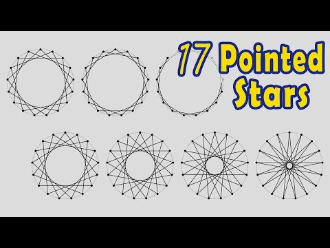 How to Draw a Seventeen Pointed Star - Heptadecagram (17/2 -17/3 -17/4 -17/5 -17/6 -17/7 and 17/8)