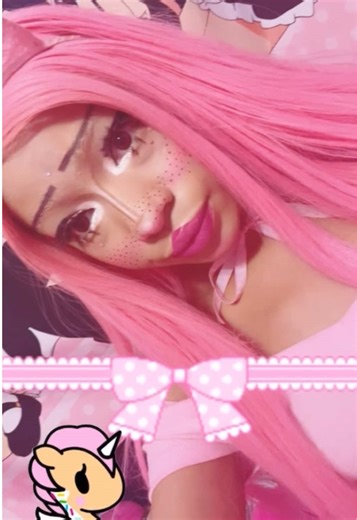 pink hair and red eyes💞🐾🐾 @EYEVOS OFFICIAL