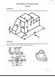 MEF 204 - Basics of Mechanical Drawing: Tutorials EXERCISE 1... | Filo