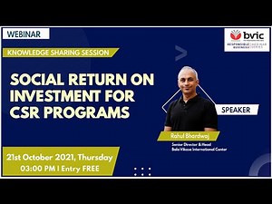 RB Knowledge Sharing Session - Social Return on Investment (SROI) for CSR Programs