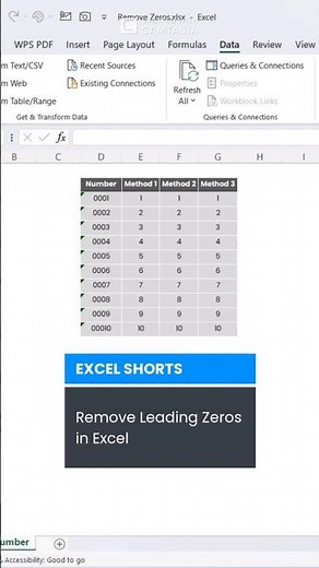 Remove Leading Zeros in Excel – 3 Fast & Easy Methods! #ExcelTips #ExcelTutorial #DataCleaning