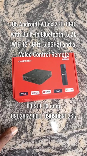 Q5 Android TV Box with 2GB/8GB, Bluetooth (5.2), WiFi, Voice Control Remote