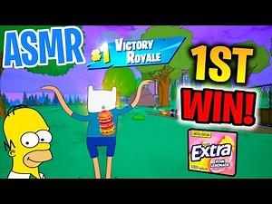 ASMR Gaming 😴 Fortnite My First Win! Relaxing Gum Chewing 🎮🎧 Controller Sounds + Whisper💤