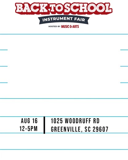 The Back to School Instrument Fair is coming to your local Music & Arts — and your family is invited! Here's what's in store: 🔍 Explore a range of band & orchestra instruments 🎺 Pick up your teacher-approved rental 🎁 Grab free swag — including a special gift from D’Addario 🫧 Learn essential care tips for your instrument 💵 PLUS: We’ll donate $10 to your school’s music program for every rental at the event! 📍 Click 'RSVP Now' to find an event near you & secure your spot! | Music & Arts