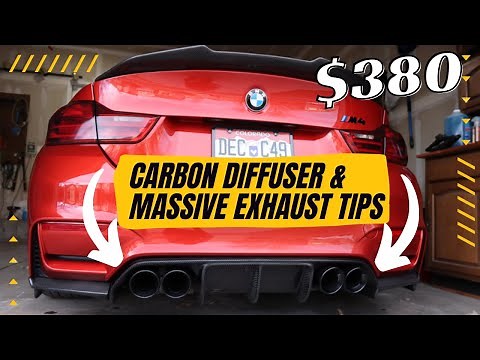 BMW M4 F82 Carbon Fiber Diffuser & Massive Exhaust Tips Install | Rear End Transformation