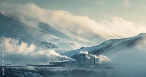 Engineers with hard hats and blueprints at a wind farm, planning for zero carbon power generation. Zero carbon technology