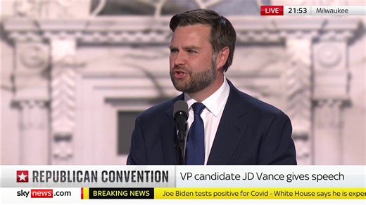 "I officially accept your nomination to be Vice President of the United States of America" Vice-Presidential candidate, JD Vance delivers his first speech as Donald Trump's running mate at the Republican National Convention Trump v Biden latest 🇺🇸 ➡️ https://trib.al/4C5ByqW 📺 Sky 501 and YouTube | Sky News